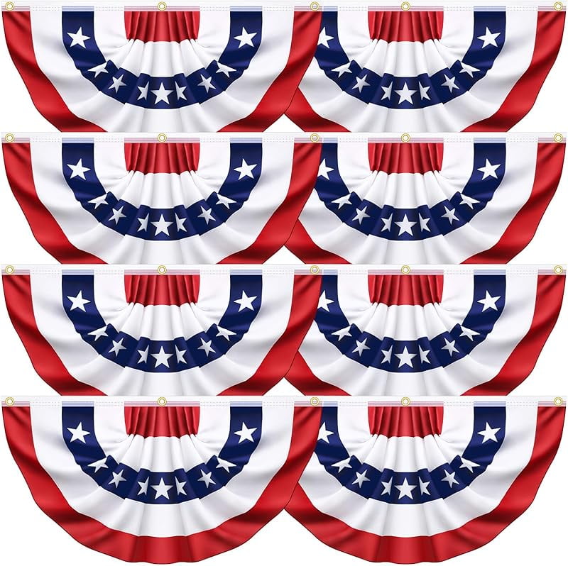 3x6 Ft 6 Pack American Pleated Fan Flag, Patriotic Half Fan Banner ...