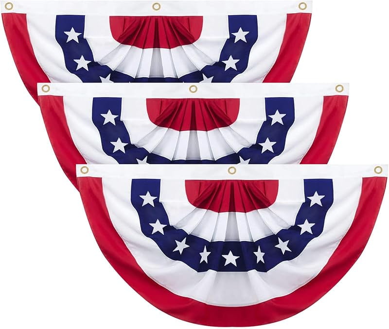 3x6 Ft American Pleated Fan Flag Decoration, Patriotic Half Fan Bunting ...
