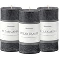3x6 Inch Black Pillar Candles Set of 3 - Hand-Poured Unscented Candles ...