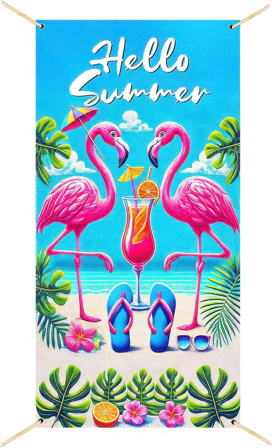 3x6FT Summer Door Cover Flamingo Welcome Door Banner for Front Door ...