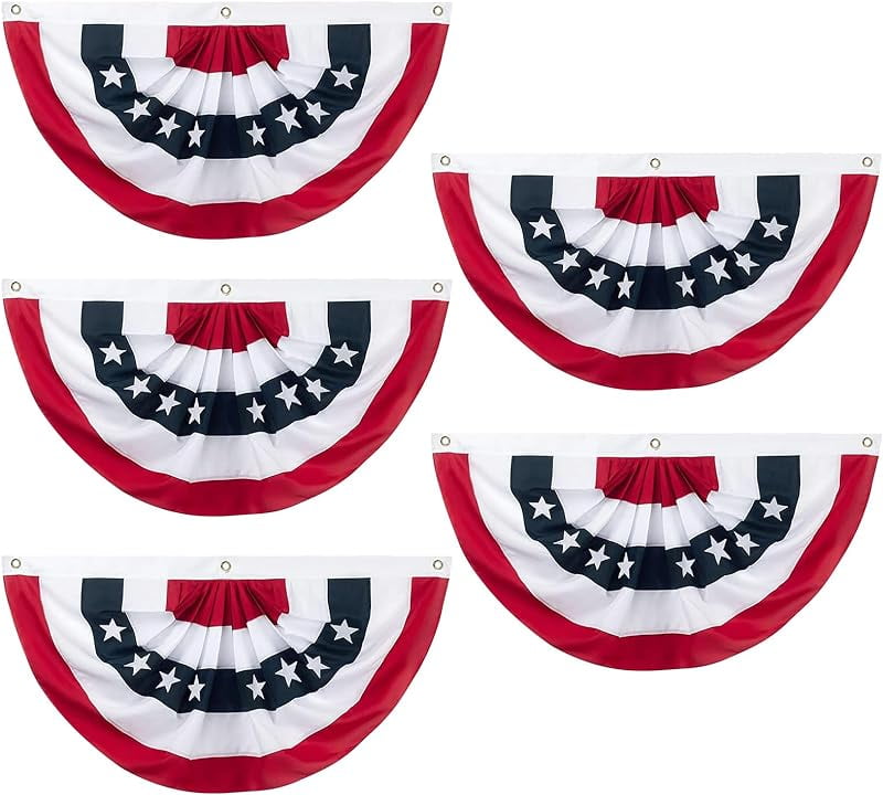 3x6ft American Flag Bunting Patriotic Decorations 5 Pcs Usa Pleated Fan