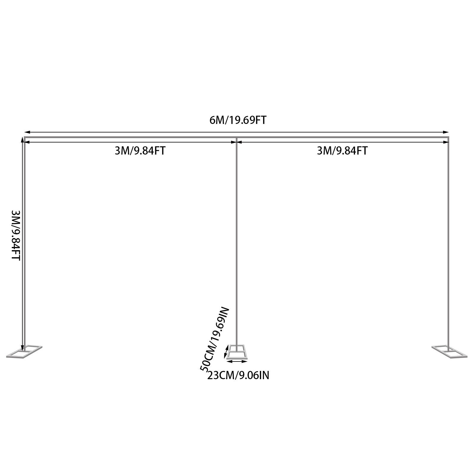 3x6M Wedding Arch Metal Iron Backdrop Stand Door Birthday Party Decor ...