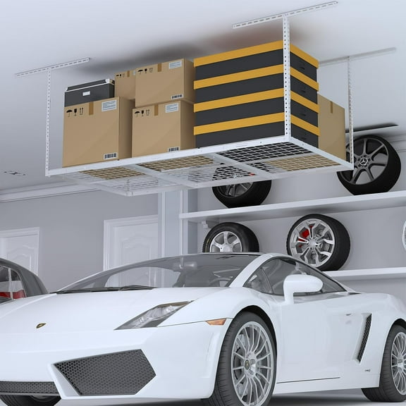 4ftx8ft Overhead Garage Storage Rack, Heavy-Duty Metal Garage Ceiling ...