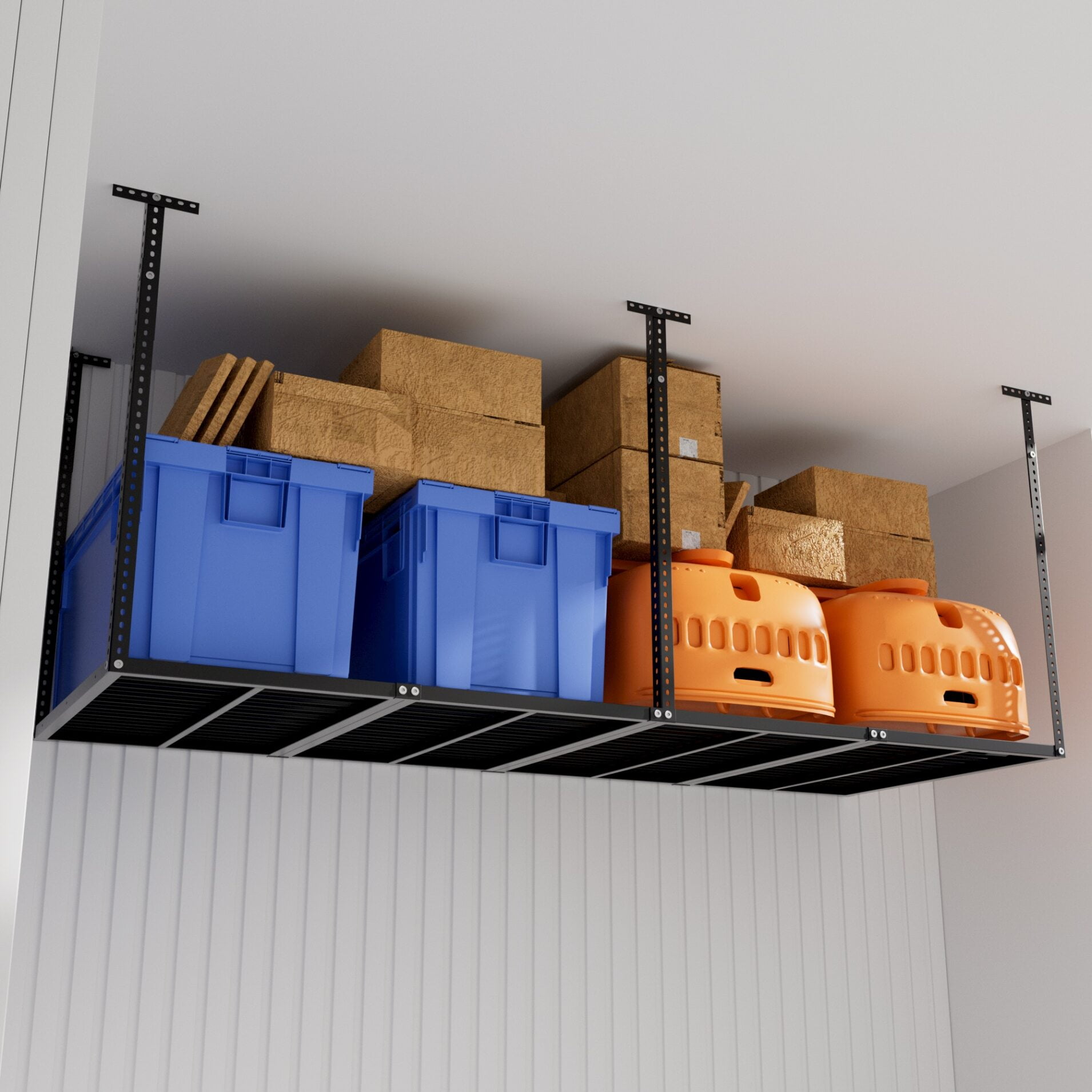 Walmart 3x8ft Overhead Garage Storage Rack, 750LBS, Ceiling Mounted, Adjustable, Black - Walmart.com