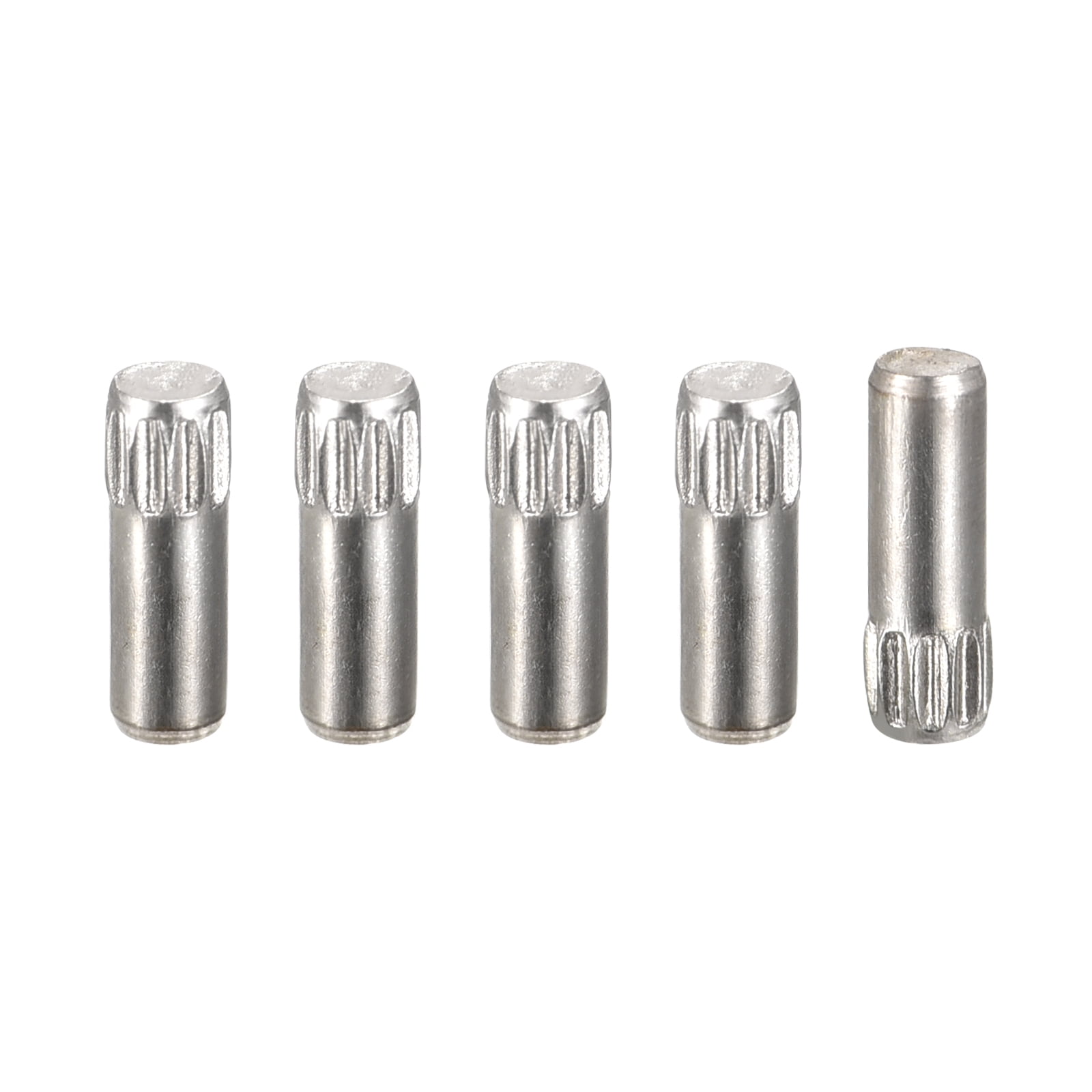 3x8mm 304 Stainless Steel Dowel Pins, 5 Pack Knurled Head Flat End ...