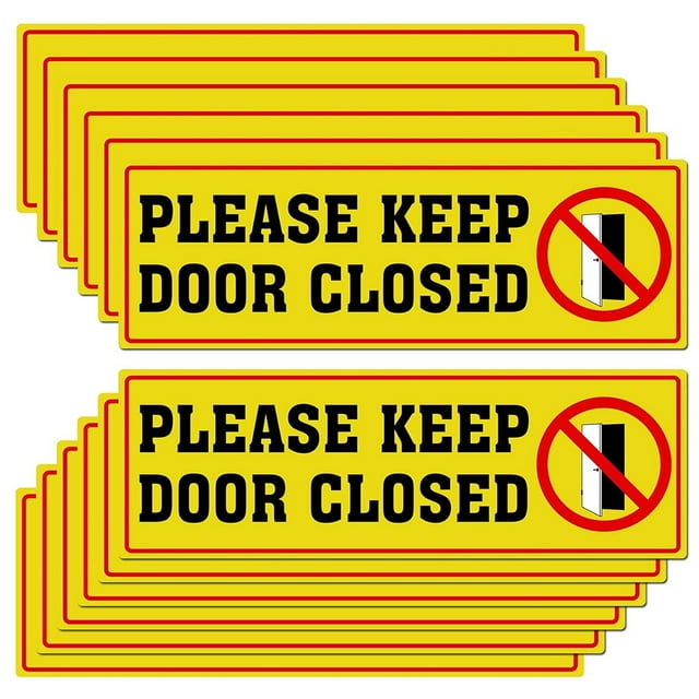 3x9 Inch Please Keep Door Closed Sign Sticker Door Warning Labels for ...