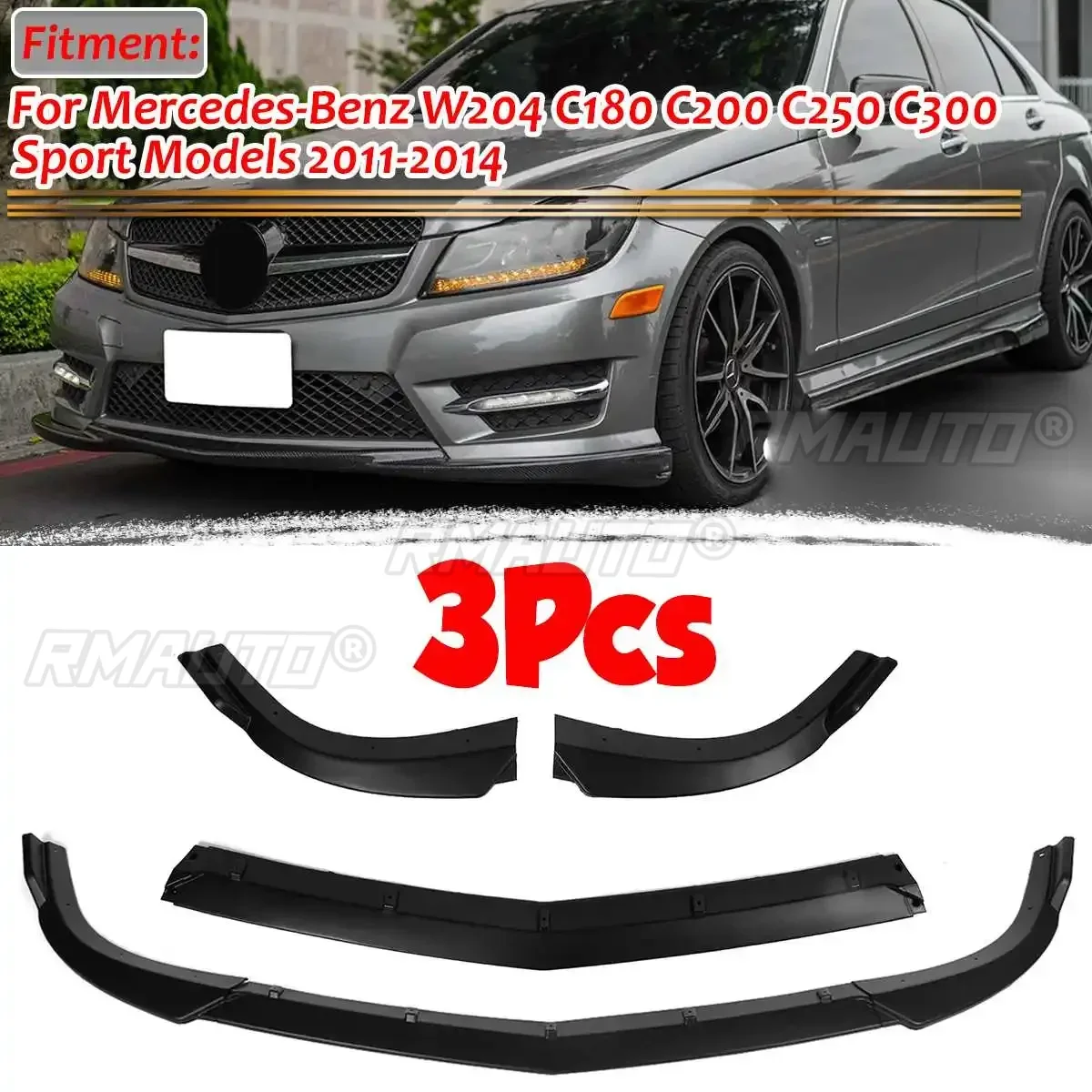 3xNew Car Front Bumper Lip Spoiler Diffuser Cover For Mercedes For Benz ...