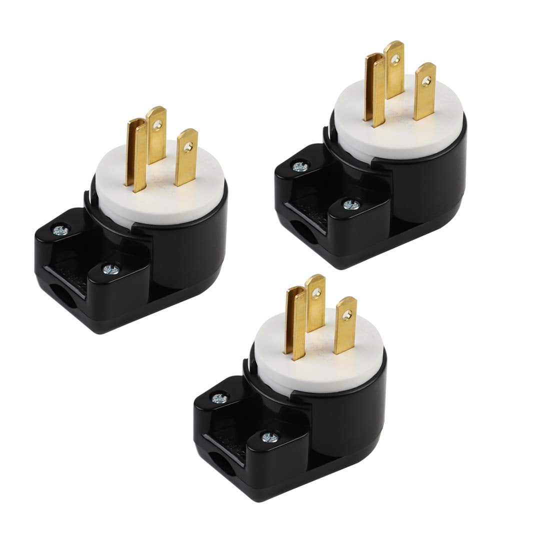 (3xPCS) Right Angle Nema 5-15P 15A 125V AC Plug, UL CUL Easy Assembly ...
