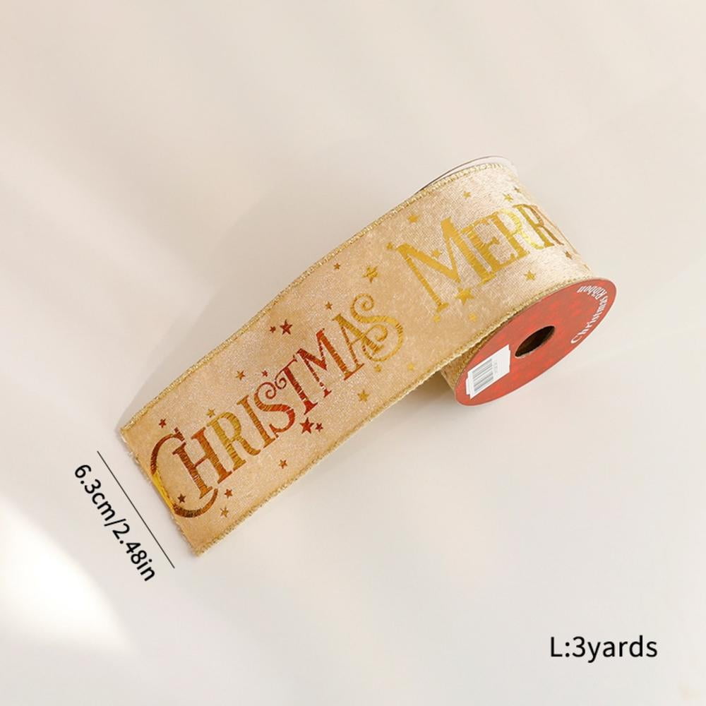 3yards 6.3cm Christmas Ribbon Flocking Hot Stamping Merry Star ...