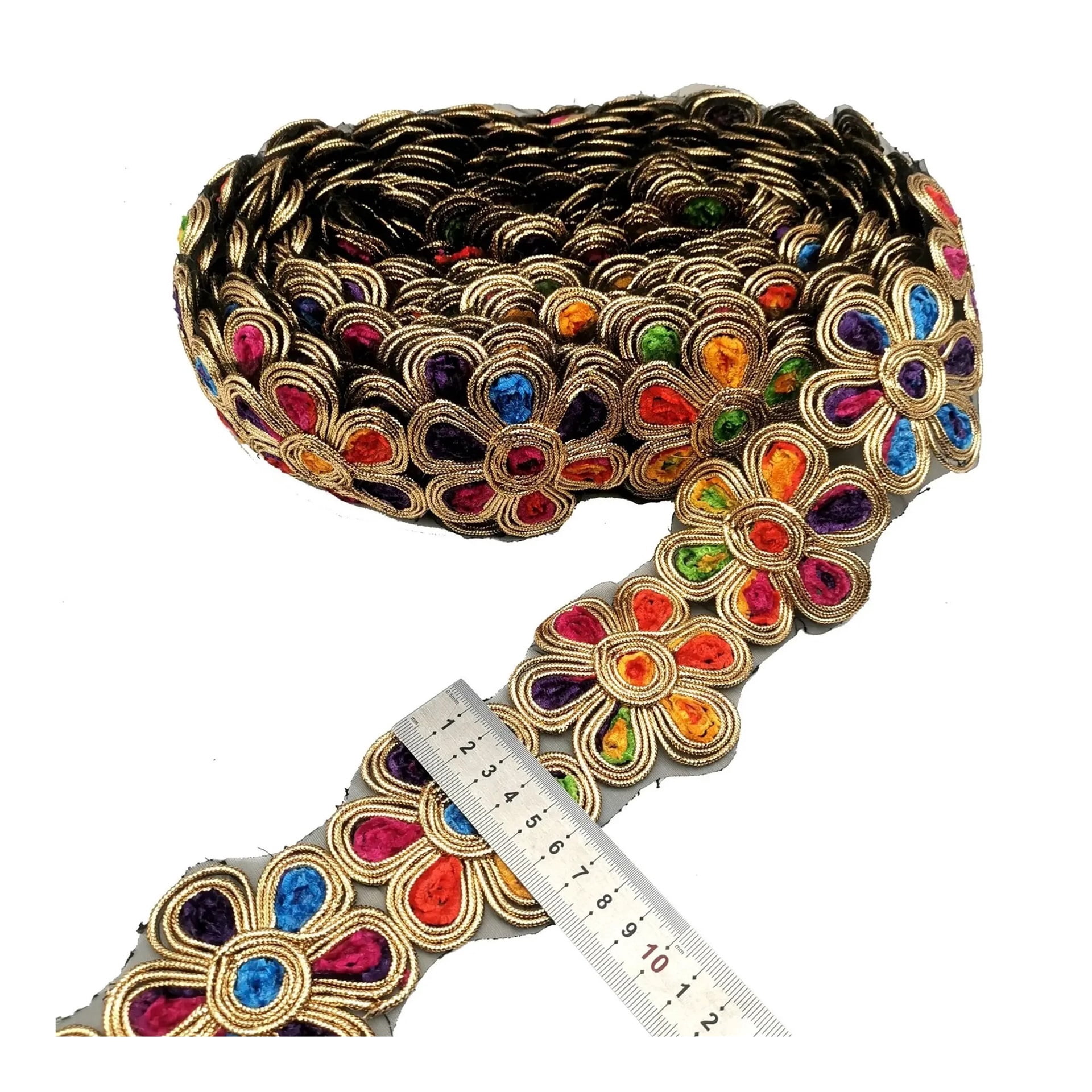 3yards Retro Gold Sequins Lace Trims Webbing Embroideried Lace Ribbons ...