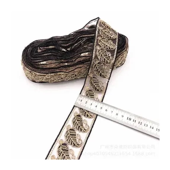 3yards Retro Gold Sequins Lace Trims Webbing Embroideried Lace Ribbons ...