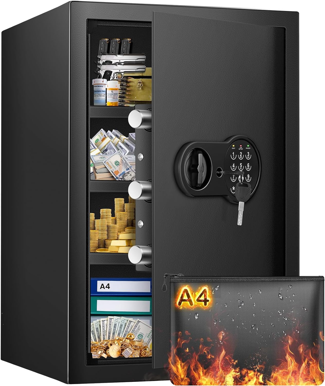 4.0 Cu ft Extra Large Home Safe Box Fireproof Waterproof, Fire proof ...
