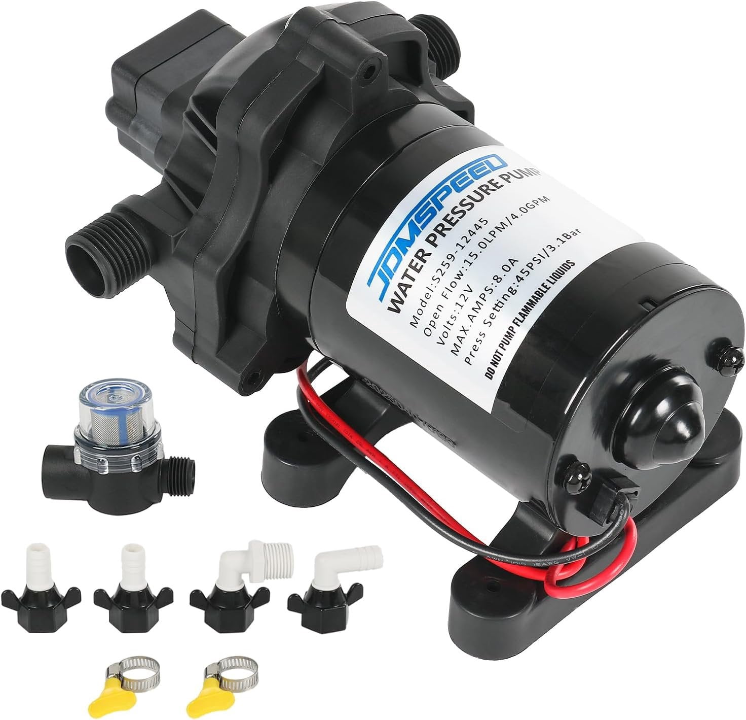 4.0 GPM 12V DC 45 PSI Revolution Water Pump with Compatible with Camper ...