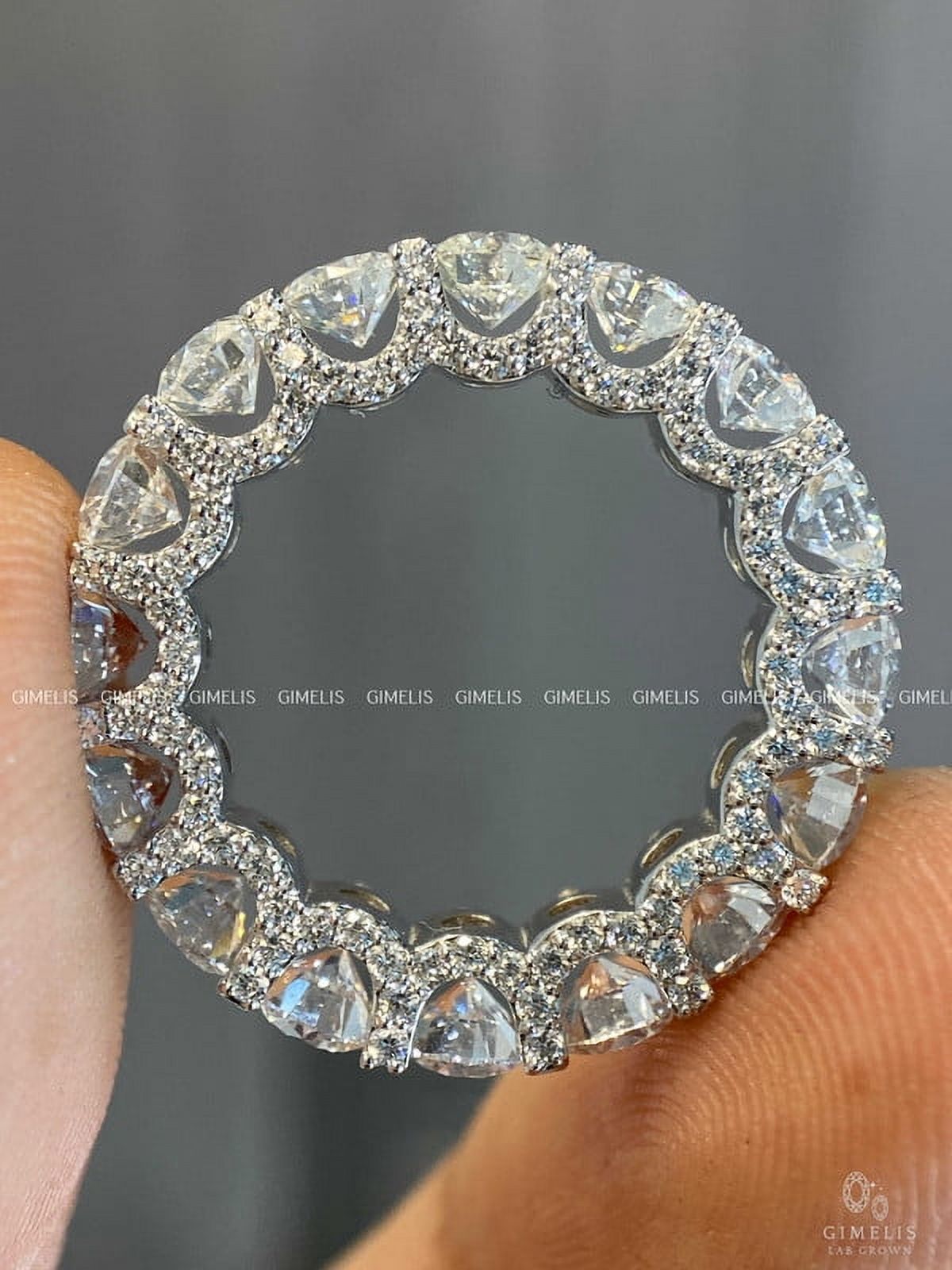 4.0 MM Round Moissanite Unique Wedding Band, 4.8 CT Round Shape Prong ...