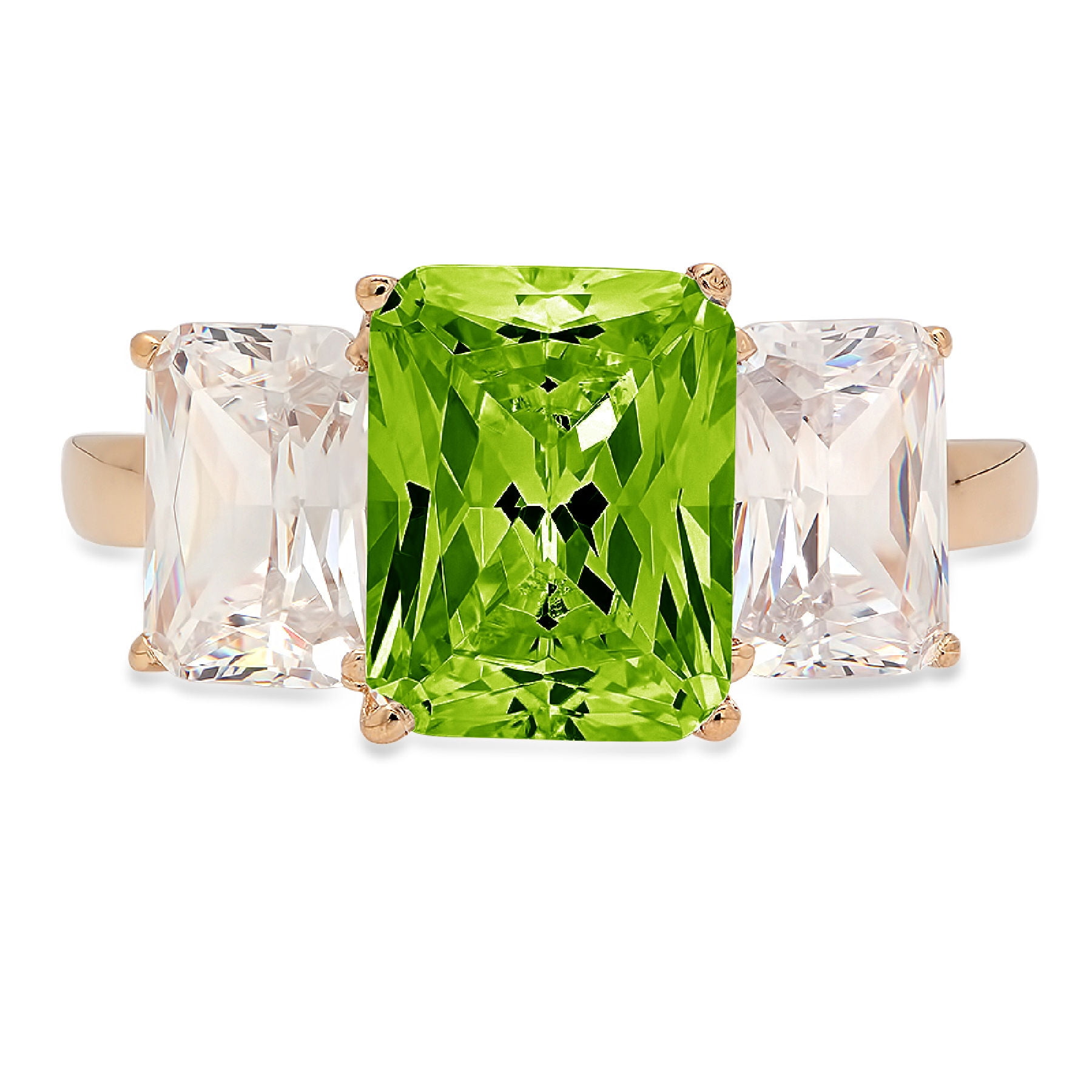 4.0 ct Brilliant Emerald Cut Clear Simulated Diamond 18K Yellow Gold ...