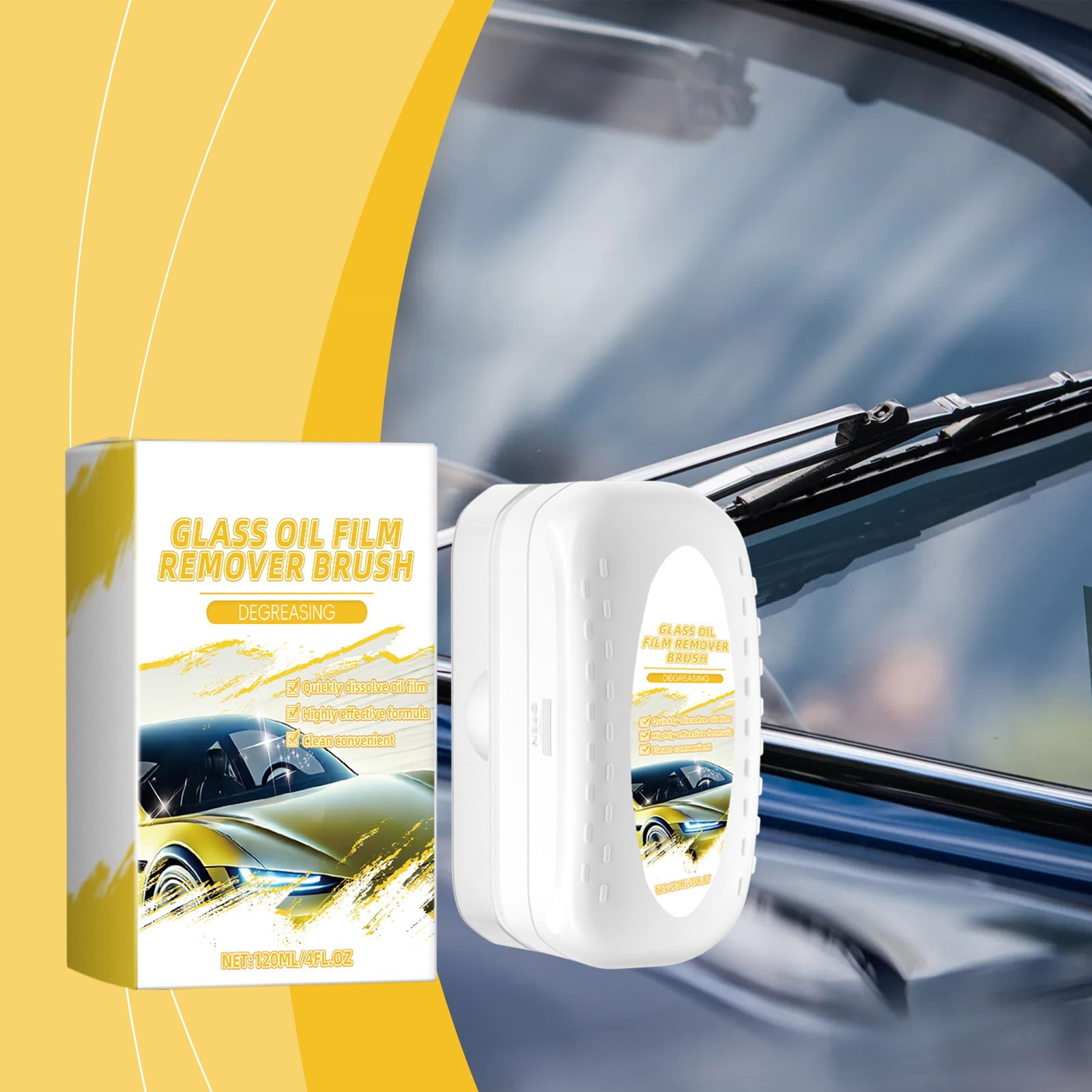 4.0 fl.oz Car Glass Degreaser, Glass Oil Film Remover Brush, Car Glass ...