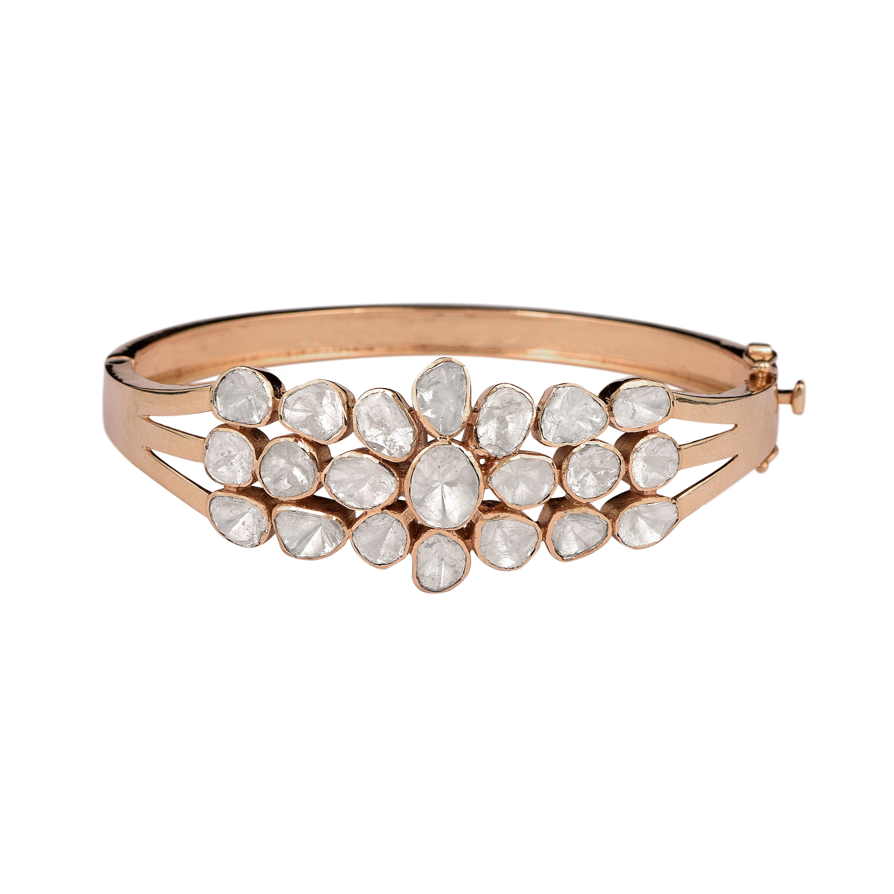 4.00 CTW Natural Mugal Cut Read Diamond Polki Openable Bangle Bracelet ...
