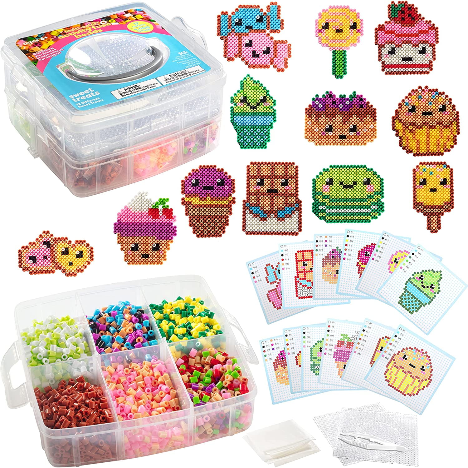 4,000pc Fuse Beads Sweet Treats w CASE -17 Colors, 12 Unique Templates ...