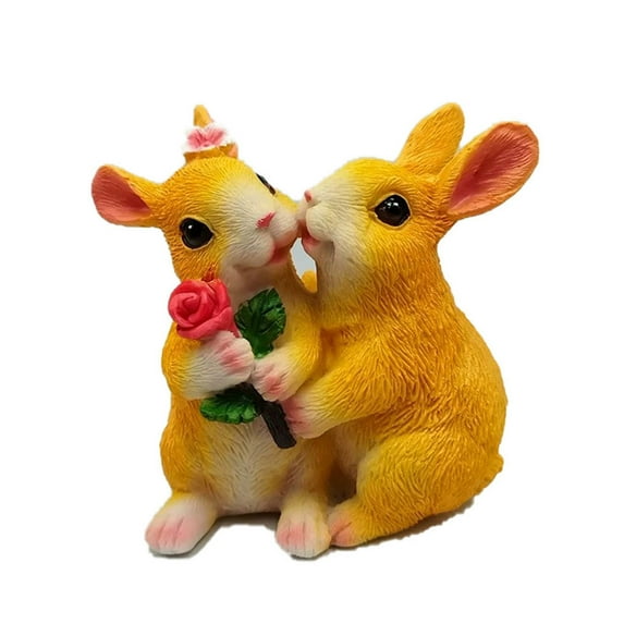 4.06in Cute Couple Rabbit Ornament - Garden Courtyard/Bonsai Decor ...