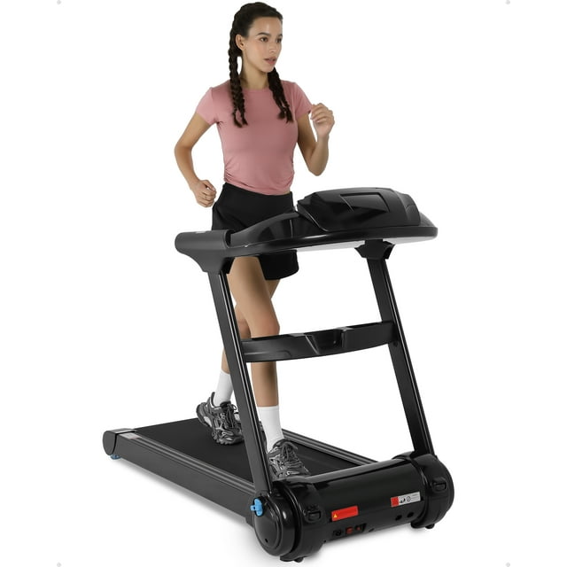 4.0HP Foldable Treadmill with LCD Monitor & Detection, No Assembly ...