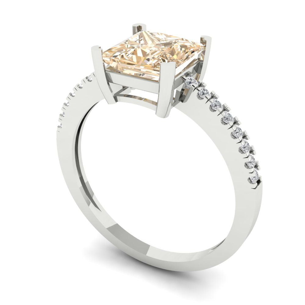 4.0ct Emerald Cut Blue Natural Swiss Blue Topaz 14k Rose Gold Engraving Statement Bridal Wedding ...