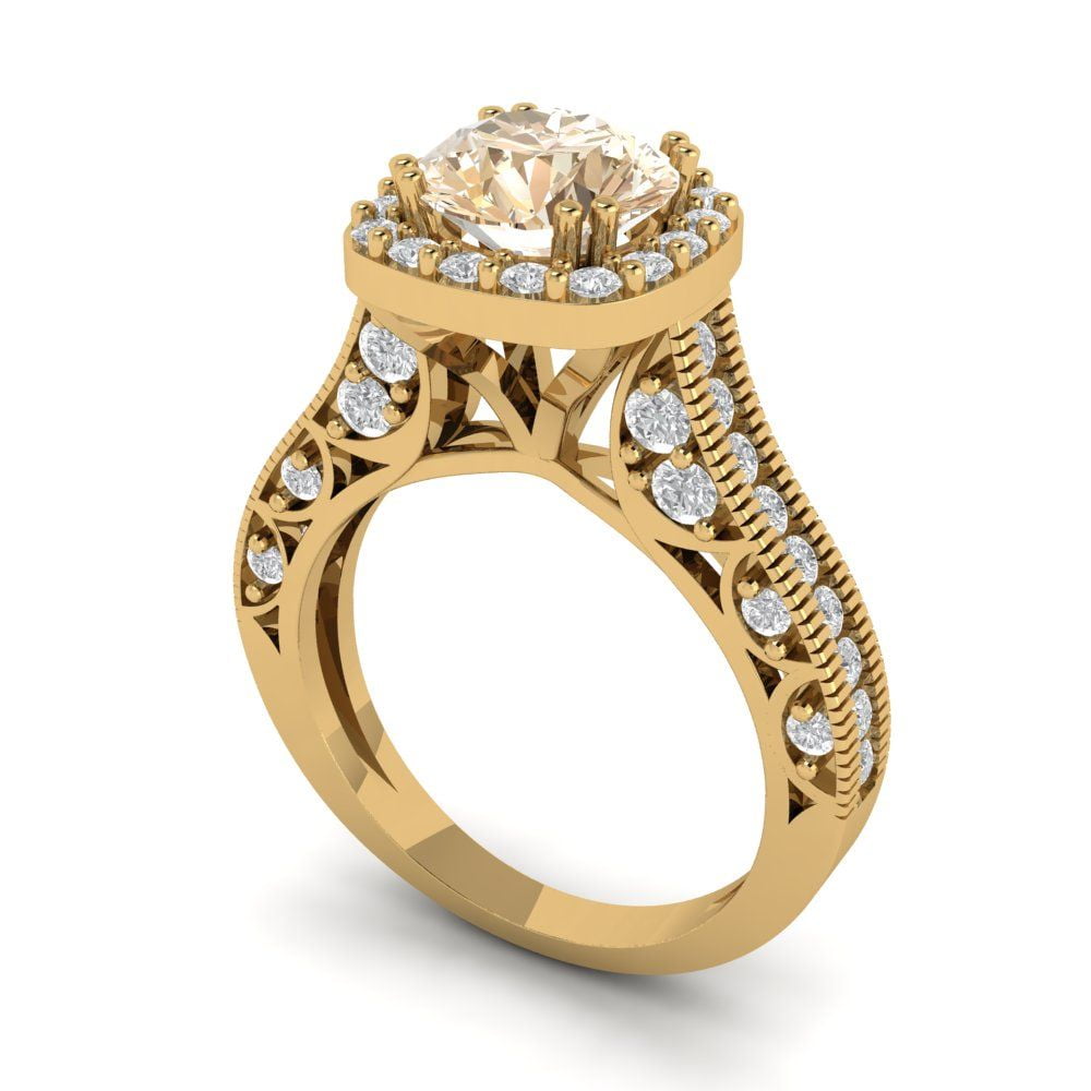 4.0ct Emerald Cut Precious Gemstone Green Emerald Real 18k Yellow Gold ...