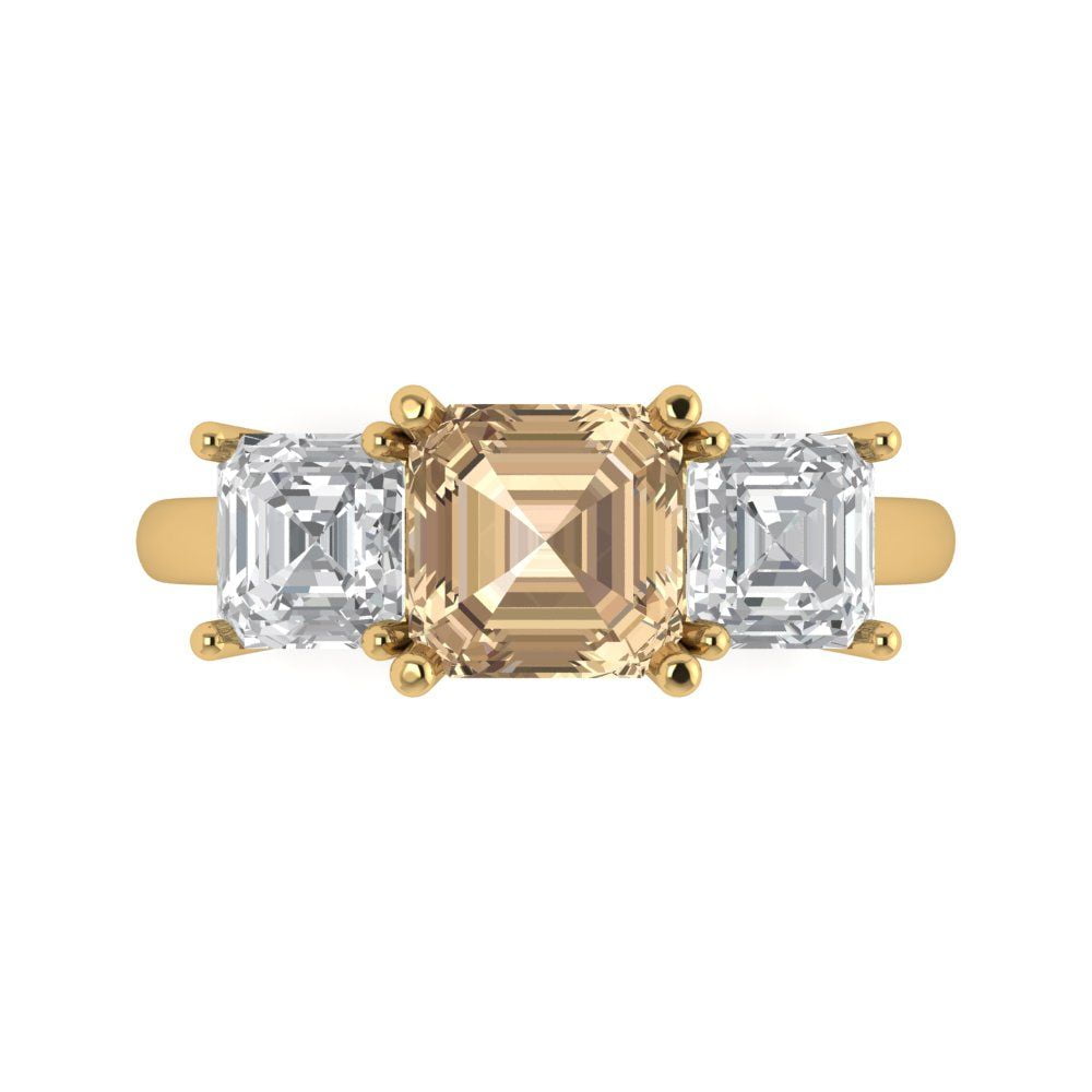 4.0ct SQ Emerald Cut Yellow Moissanite 18k Yellow Gold Engraving ...