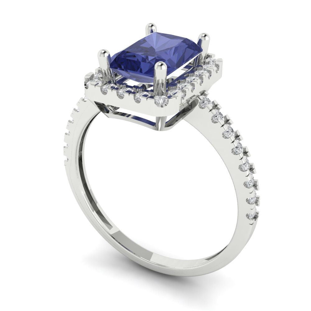 4.0ct Square Emerald Cut Blue Crystal 18k Pink Rose Gold Engraving ...