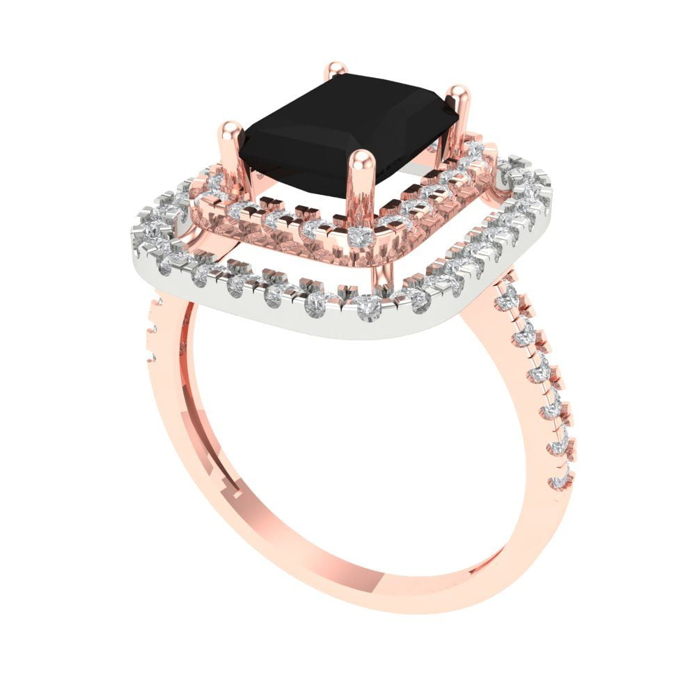 4.0ct Square Emerald Cut White Sapphire 14k White Gold Engraving ...