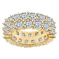 AFFY 4 1/2 Carat Round White Natural Diamond Two Row Eternity Wedding ...
