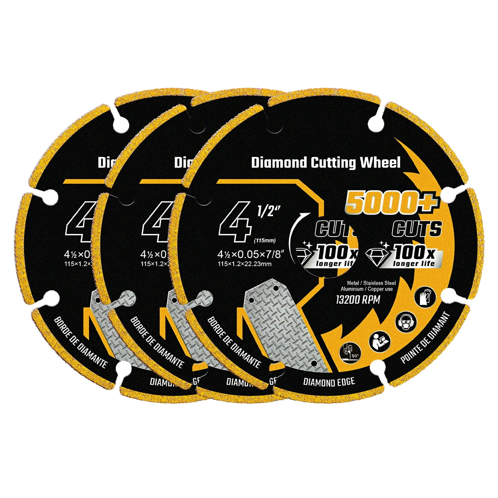 4-1/2" Cut Off Wheel, Diamond Cutting Wheel for Metal with 5000+ Cuts on Rebar, Steel, Iron and ...