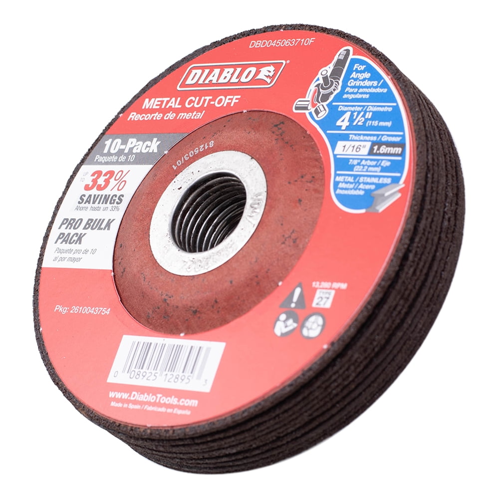4 1/2 Inches Metal Cut Off Disc .0625 Inches Thick - 7/8 Inches Arbor ...