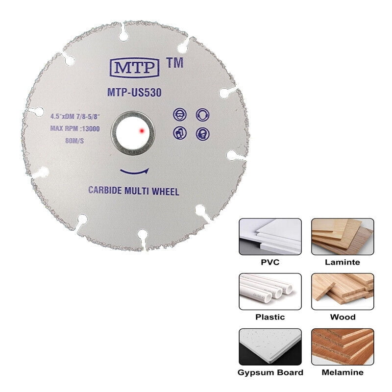 4-1/2" Tungsten Carbide Wood Plastic Cutting Disc for Angle Grinder 7/8 ...