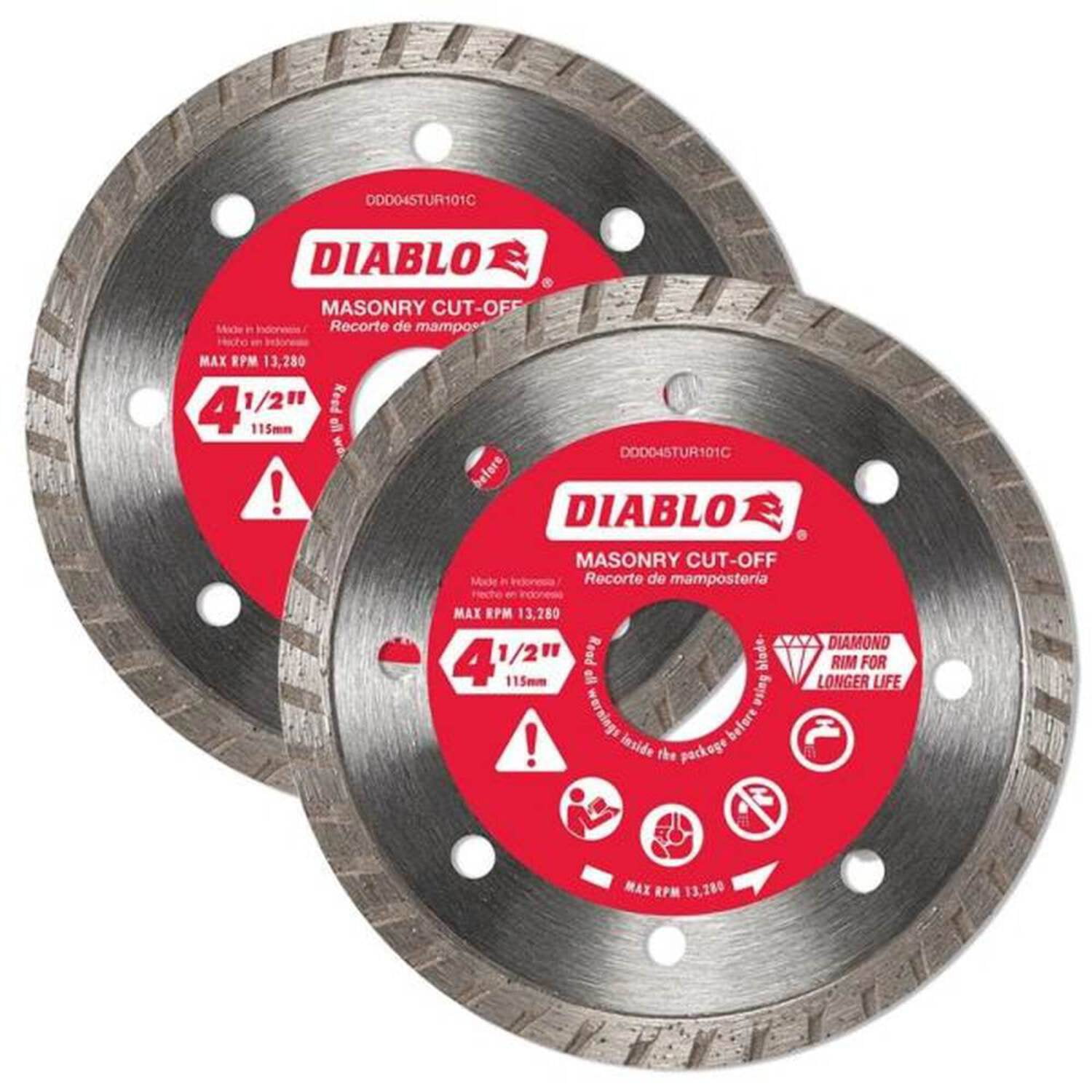 4-1/2 in. Turbo Rim Masonry Diamond Cut Off Blade Value Pack (2-Pack ...