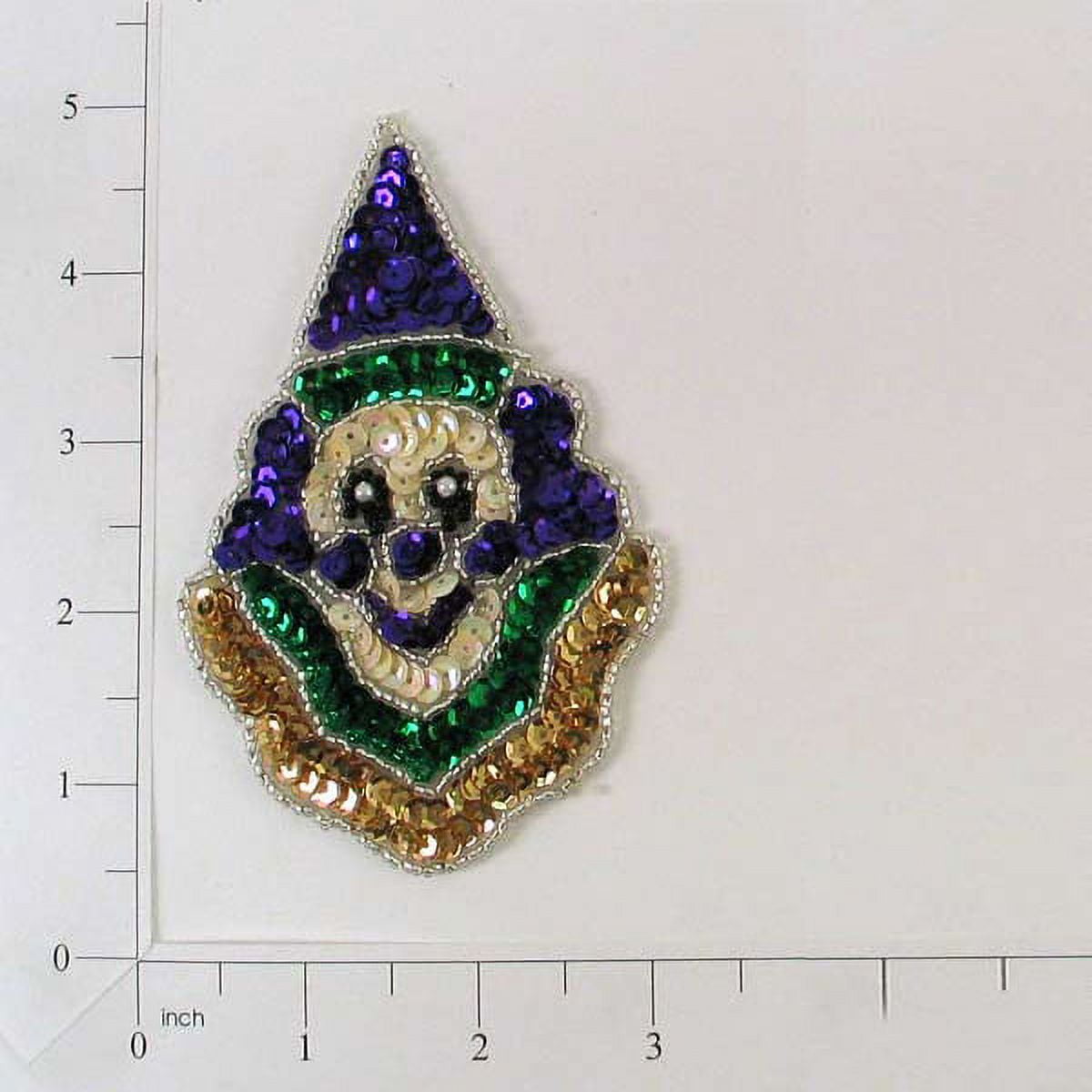 4 1/2" x 3" Mardi Gras Happy Clown Face Sequin Applique/Patch - Walmart.com