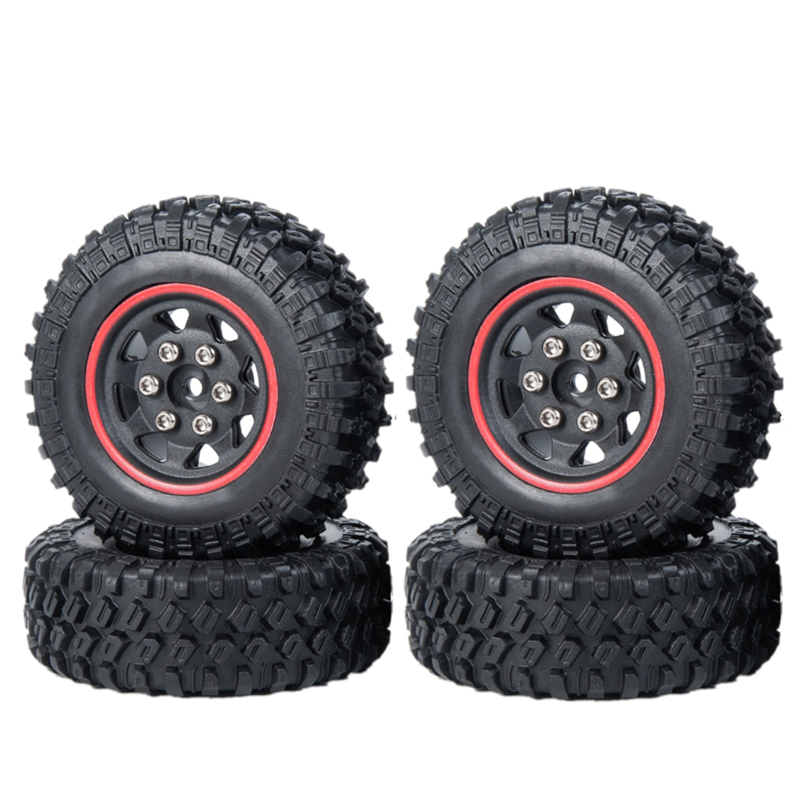 4* 1:24 RC Car Rubber Beadlock Tires Wheels Rim For Axial SCX24 90081 00001 00002 - Walmart.com