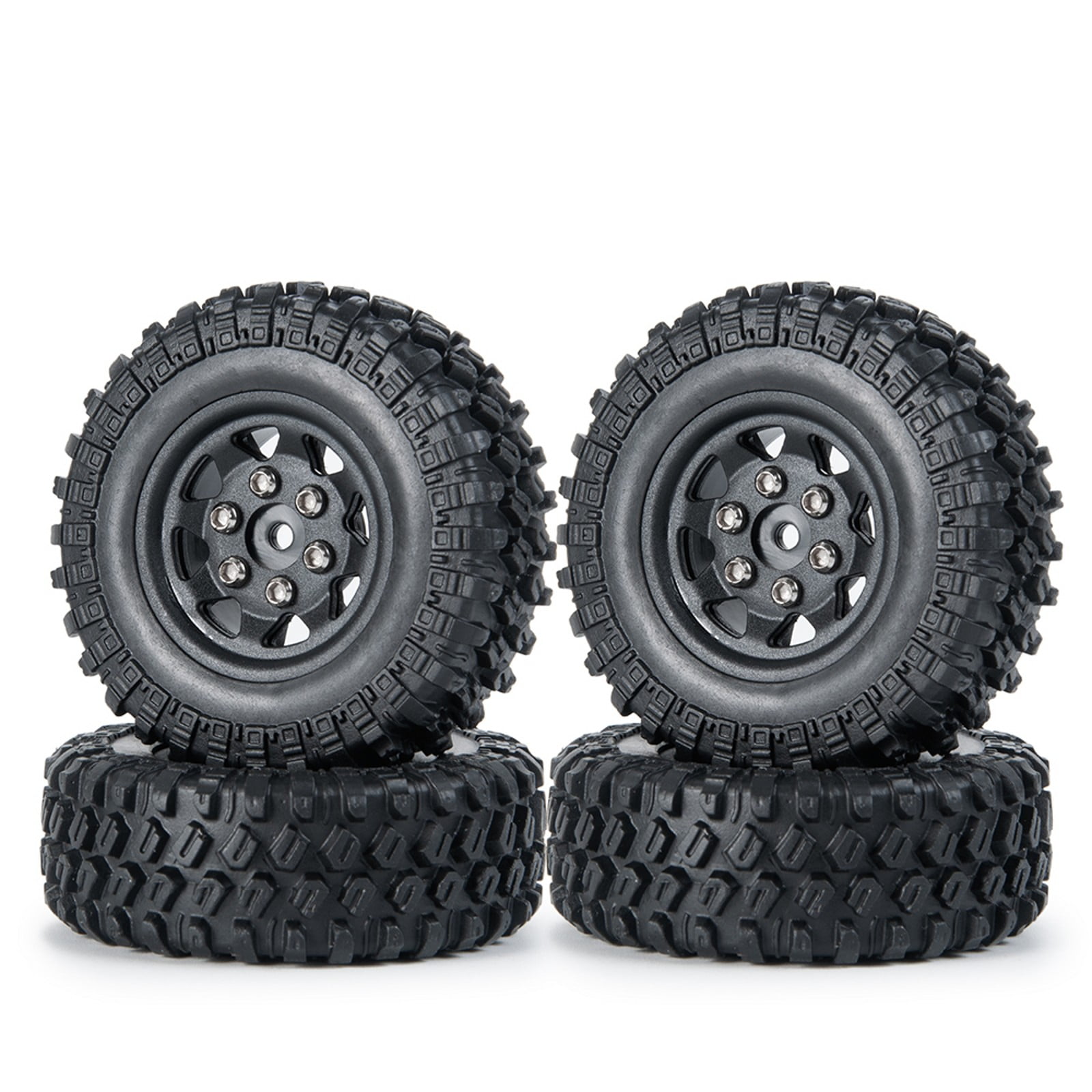 4* 1:24 RC Car Rubber Beadlock Tires Wheels Rim For Axial SCX24 90081 00001 00002 - Walmart.com
