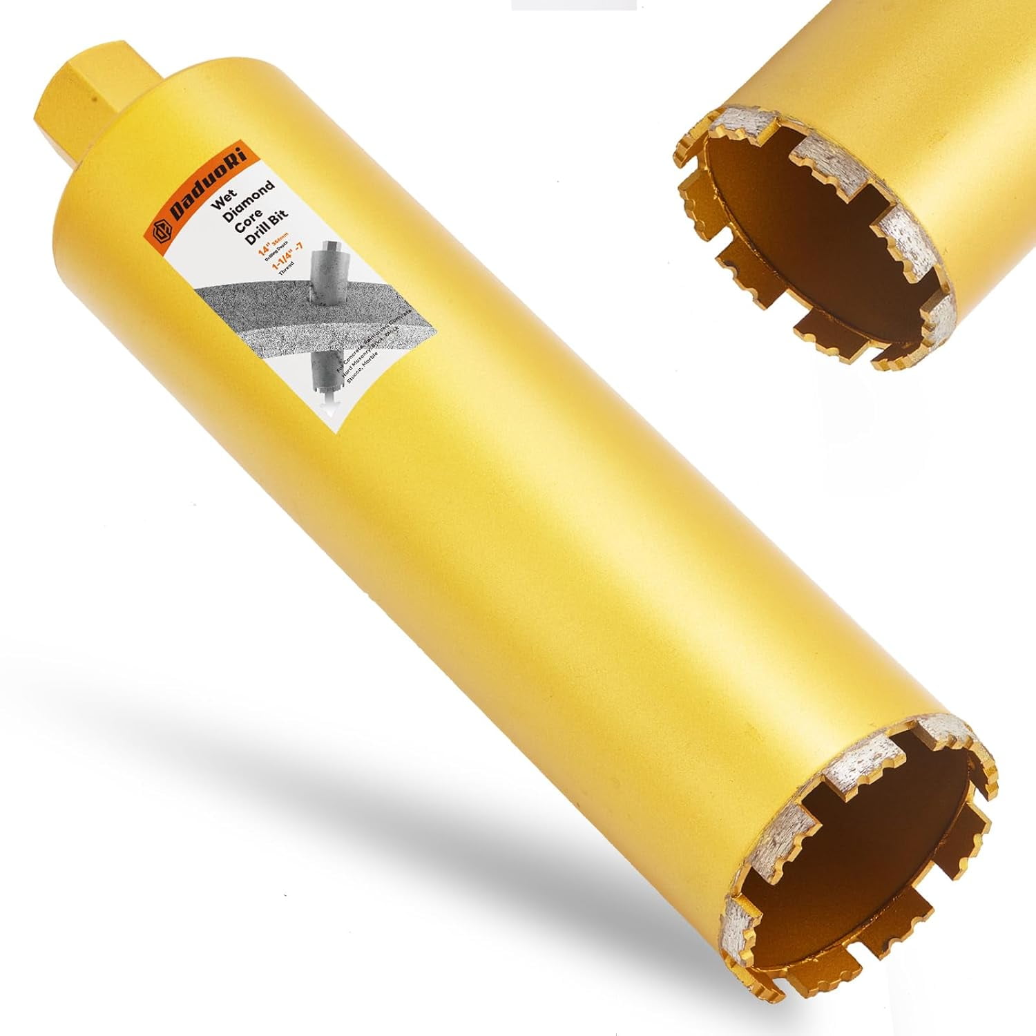 4 1/4 Inch Wet Core Drill Bit, 4.25" Diameter X 14" Depth, 1-1/4"-7 ...