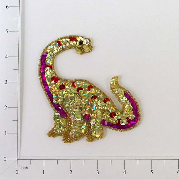 4 1/4" x 4 1/4" Brontosaurus Dinosaur Sequin Applique/Patch - Walmart.com