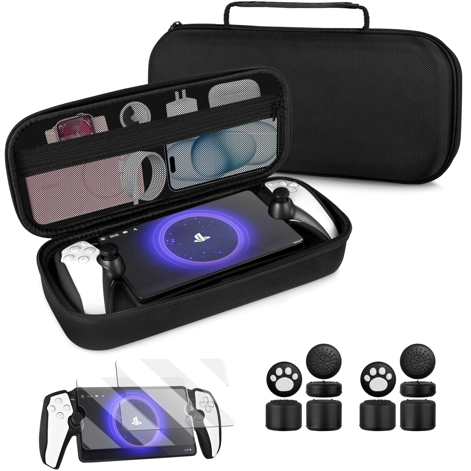 4 in 1 Accessoris Set Compatible with Playstation Portal, EVA Hard Carrying Case for PS5 Portal ...