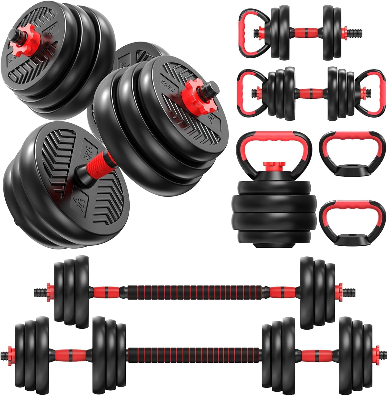 4 in 1 Adjustable Weight Dumbbell Set,Versatile Weights Home Gym ...