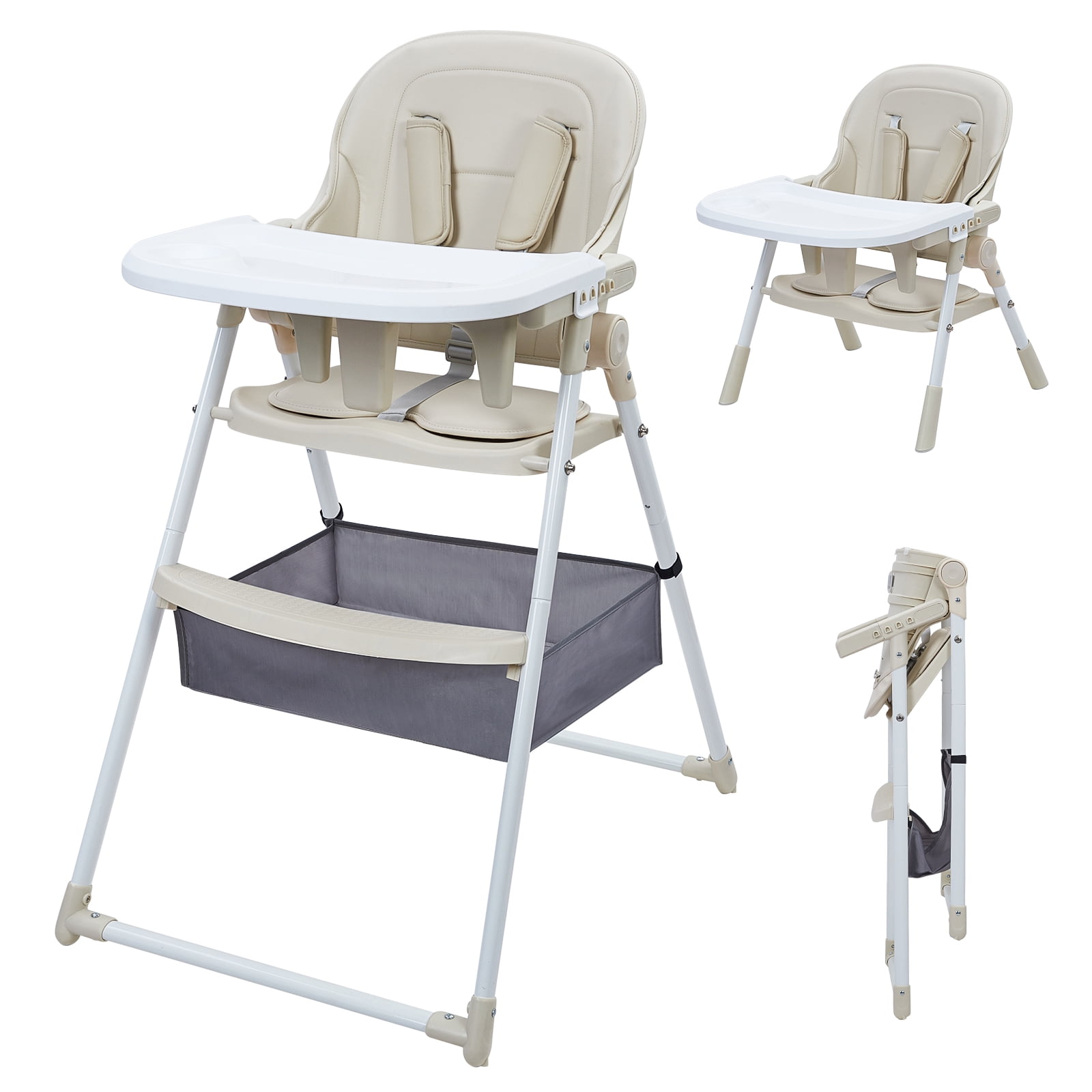 4 in 1 Baby High Chair, Foldable Convertible High Chairs with Removable ...