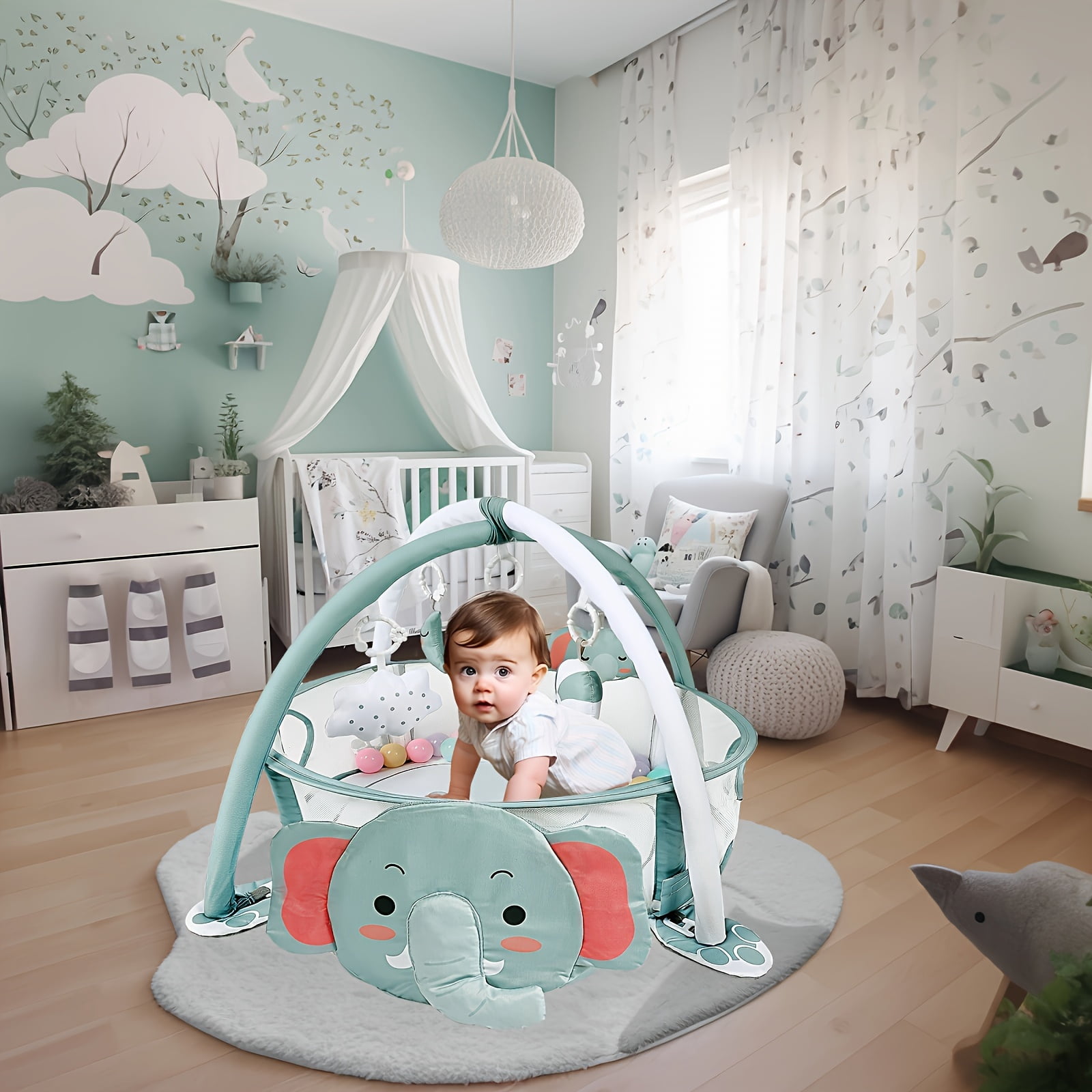 4 In 1 Baby Play Mat Baby Gym, Tummy Time Mat For Floor Activity ...