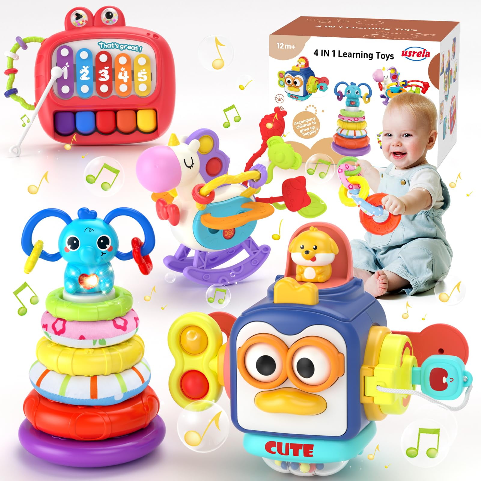 4 in 1 Baby Toys for 6 12 18 Month, Learning Toys for Babies 6-12 ...