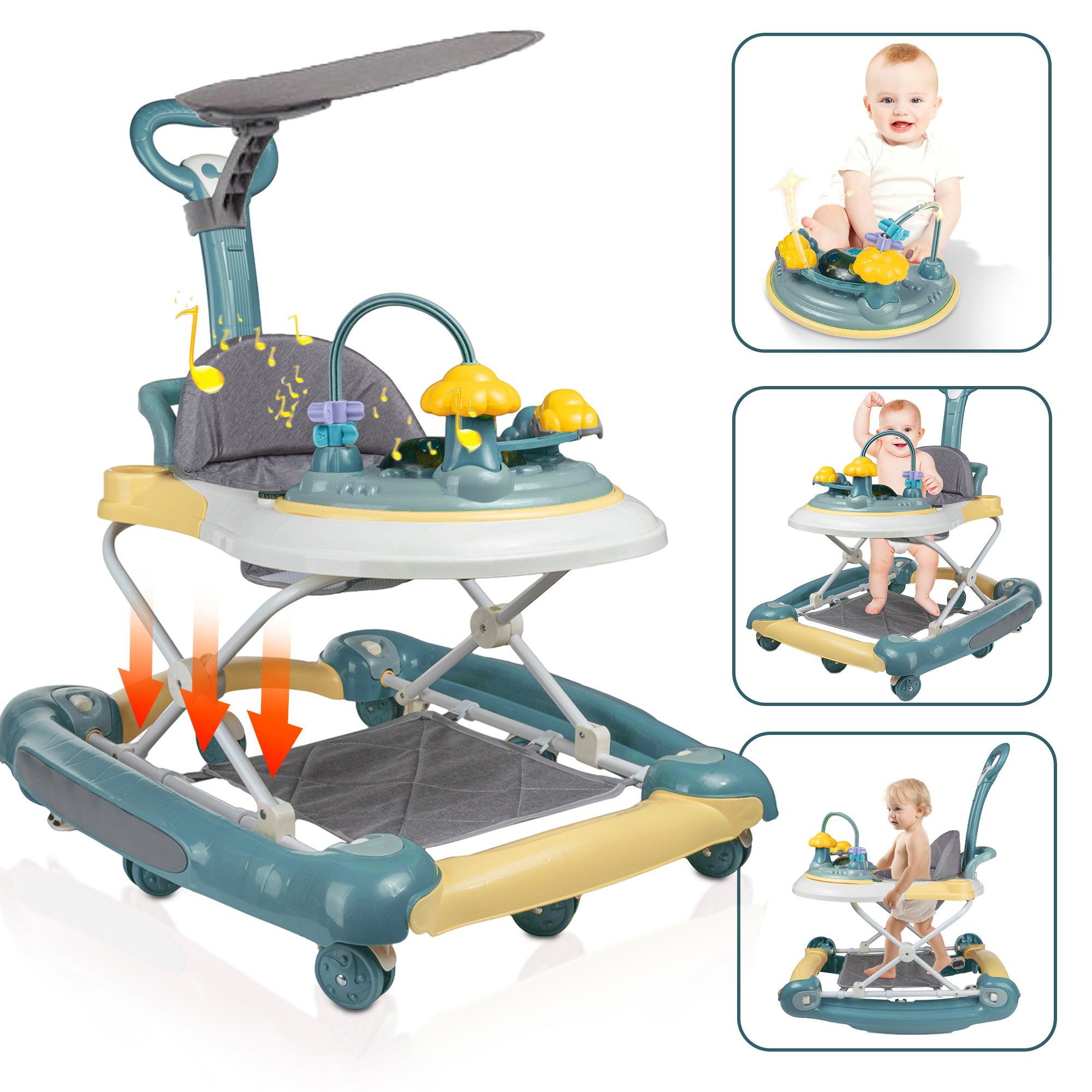 Disney Baby Music & Lights Walker with Activity Tray, Minnie Dotty ...