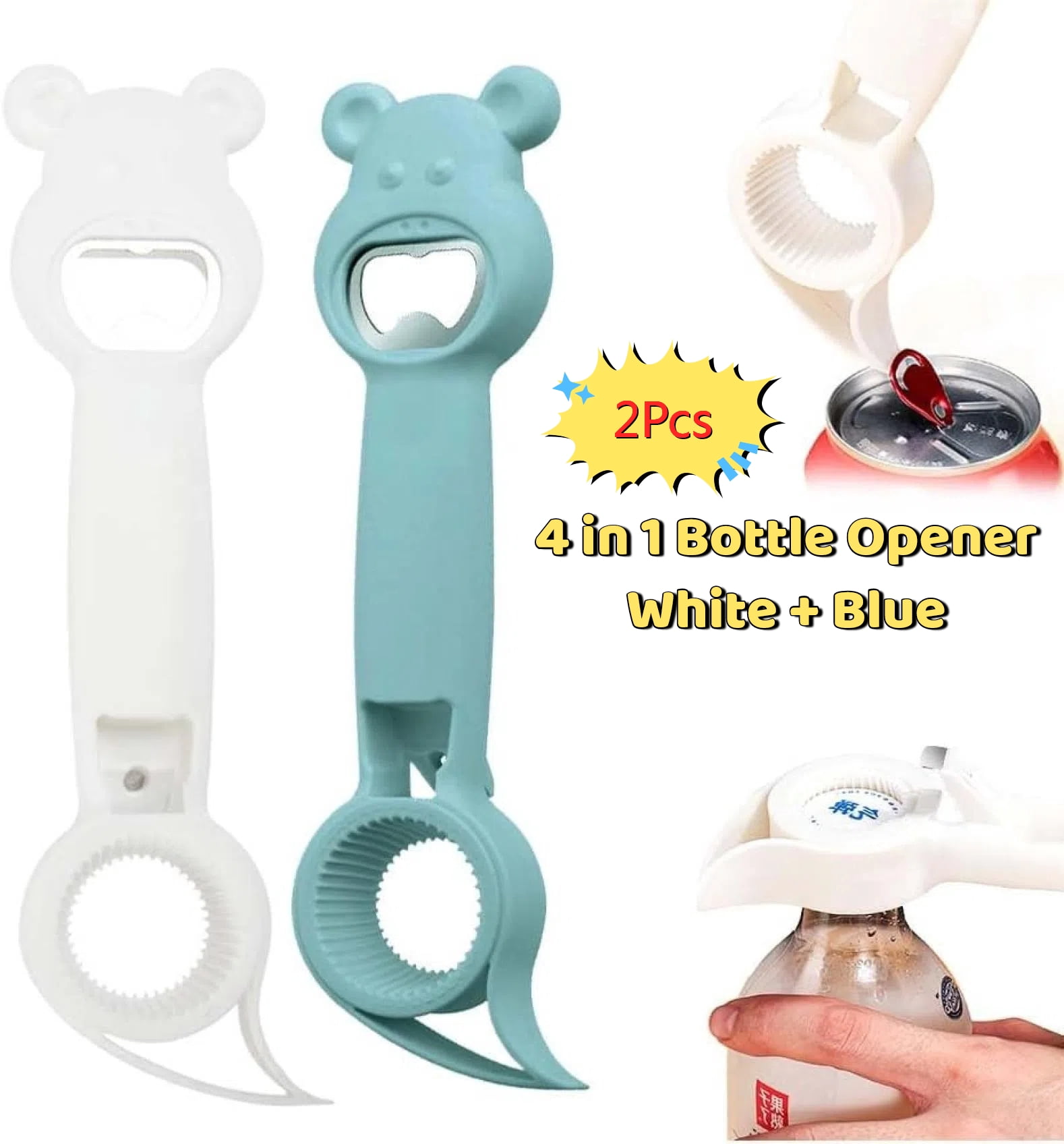 4 in 1 Beer Bottle Opener, 2Pcs New Multi Function Can Opener Bottle ...