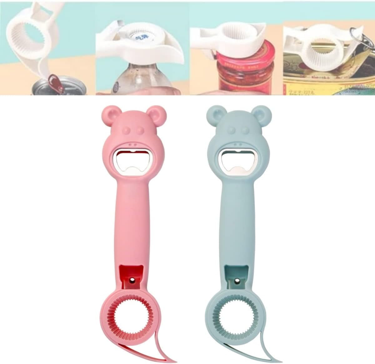 4 in 1 Beer Bottle Opener, Jar Openers Soda Can Opener Tool, Multifunction 4 in 1 Bottle Opener ...