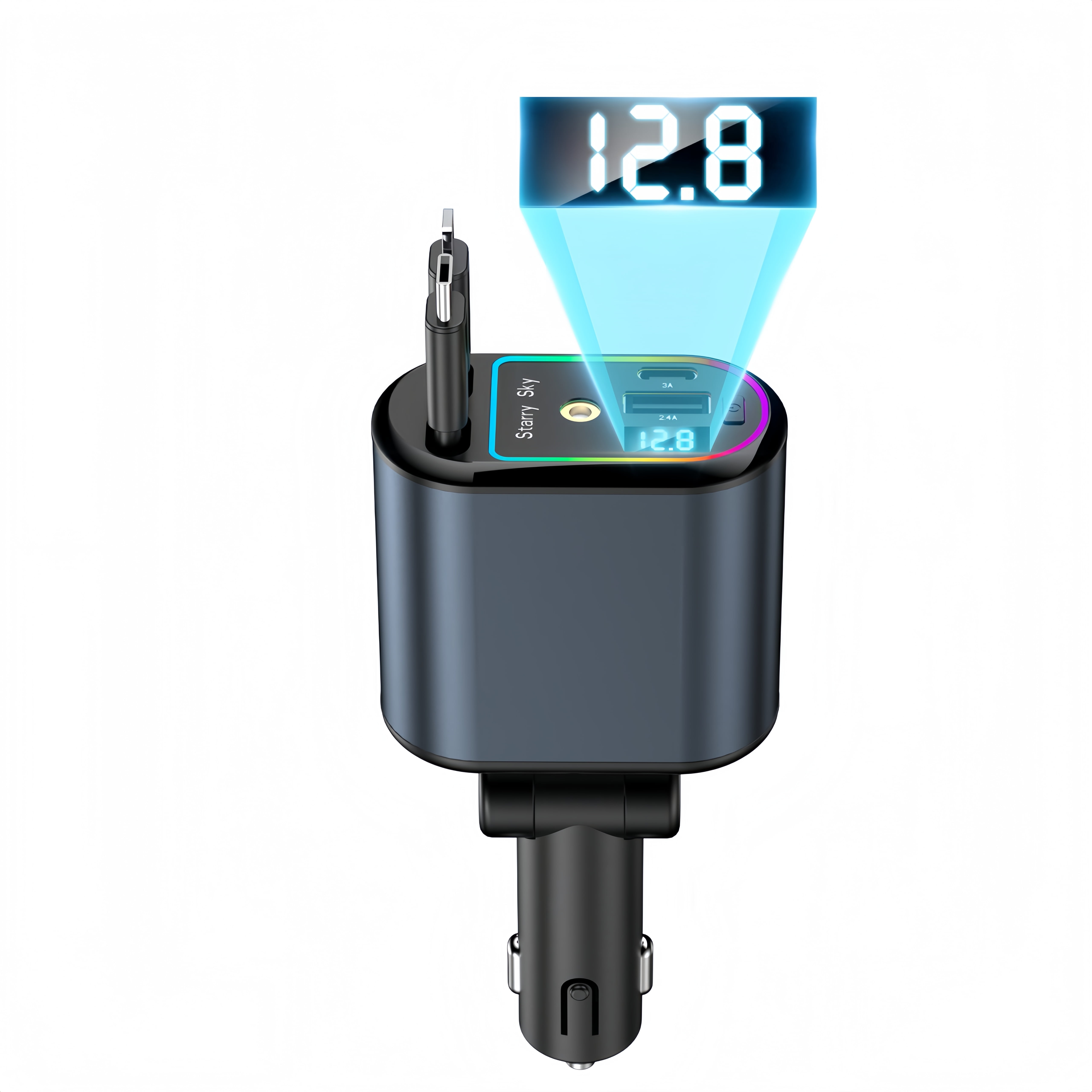 4 in 1 Car Charger, 120W Fast Car Phone Charger with LED Light ...