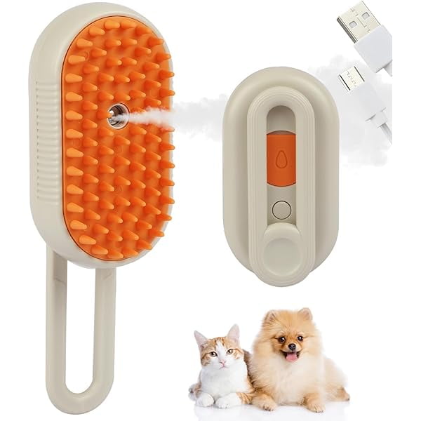 4 in 1 Cat Steam Brush for Shedding, Portable Anti-Static Grooming Comb ...