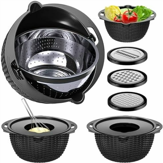 4-1 Colander with Bowl Set - Pasta Strainer - Colander for Kitchen ...